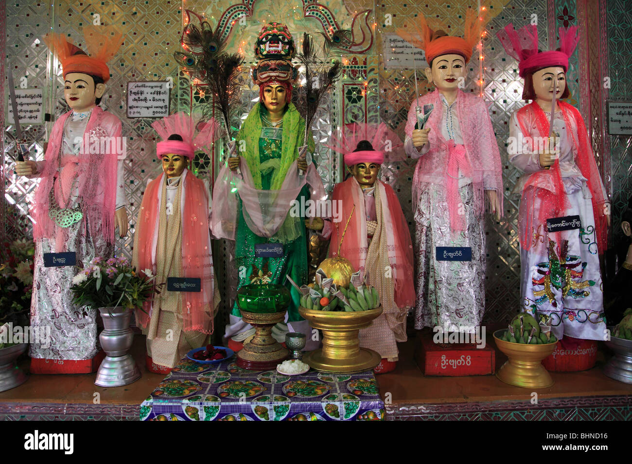 Myanmar, Burma, Mt Popa, nat spirit shrine, statues, pilgrimage site ...