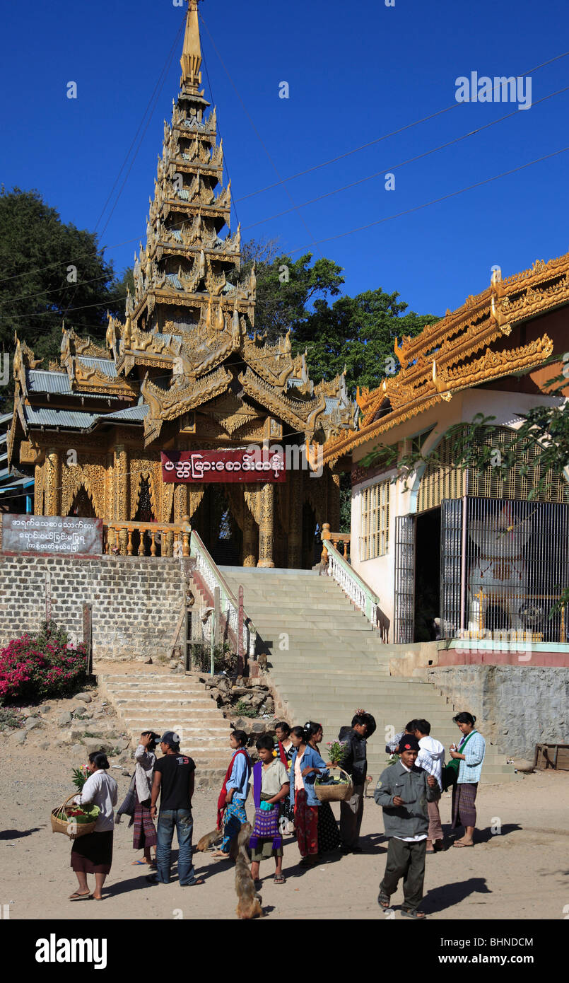 Myanmar, Burma, Mt Popa, shrine, people, street scene Stock Photo - Alamy