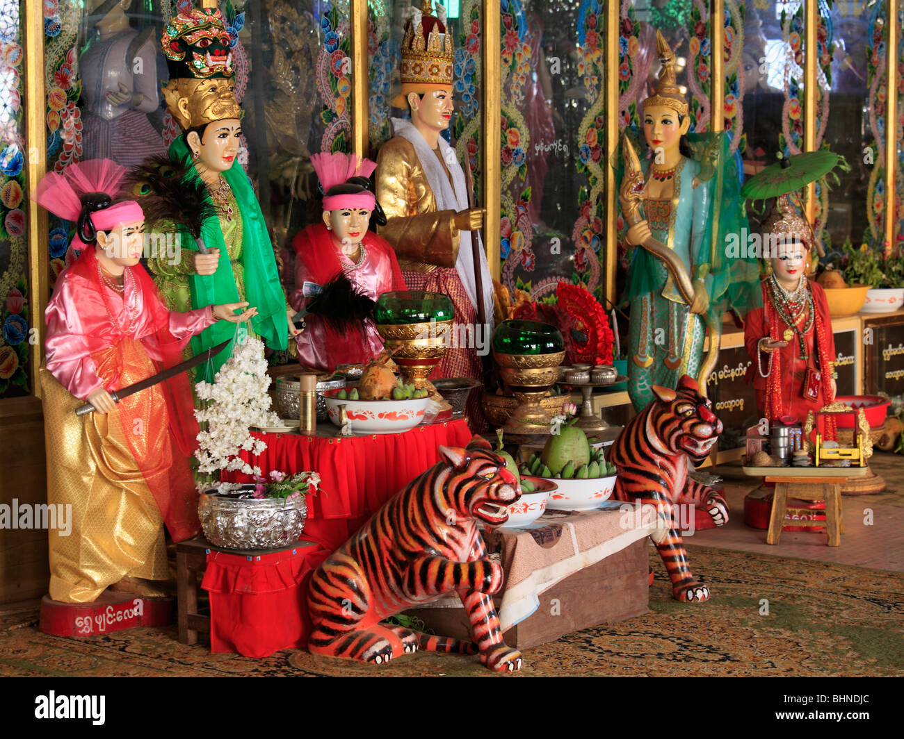 Myanmar, Burma, Mt Popa, Mahagiri Shrine, nat spirit statues ...
