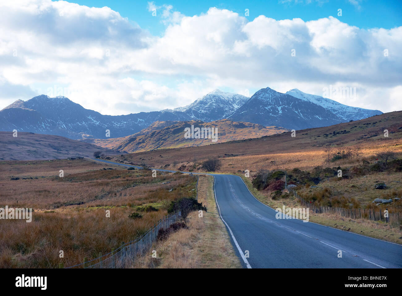 Snowdon Horseshoe from the Capel Curig road, Snowdonia, North Wales ...