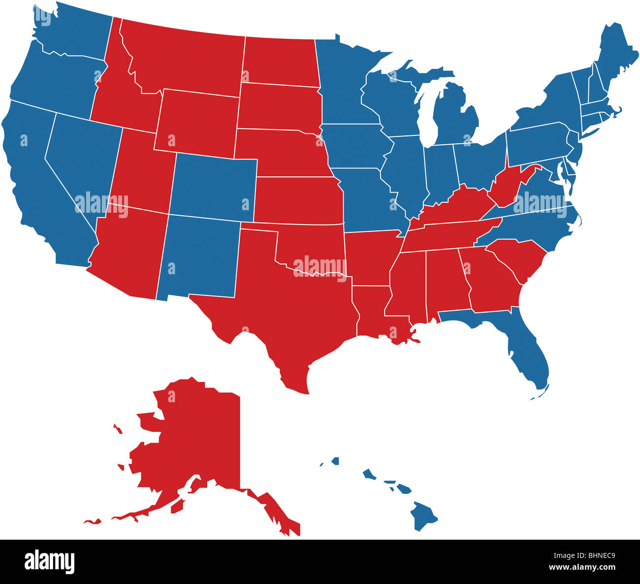 Map of USA with separable borders in vector art with obama election ...