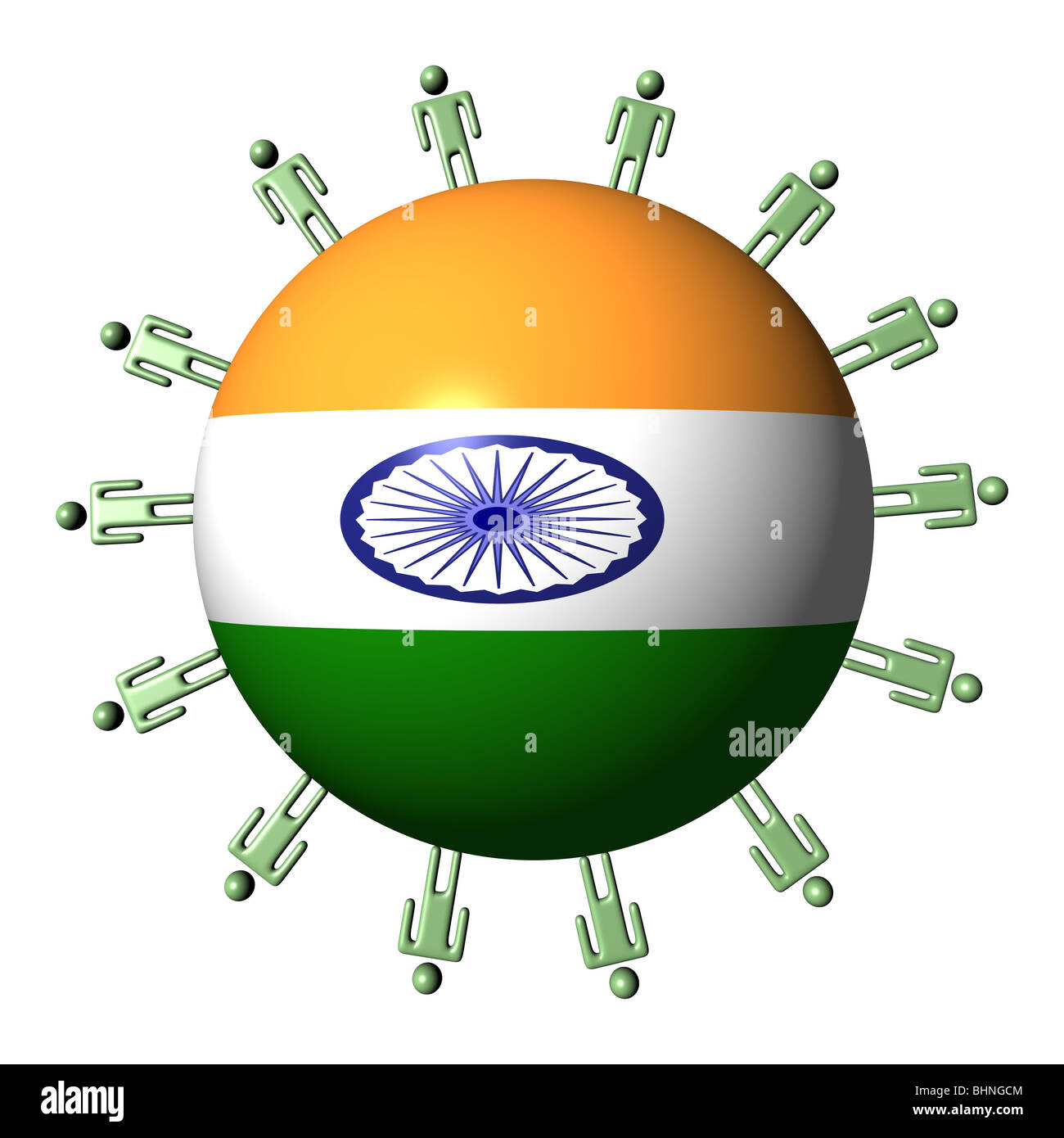 circle of abstract people around Indian flag sphere illustration Stock ...