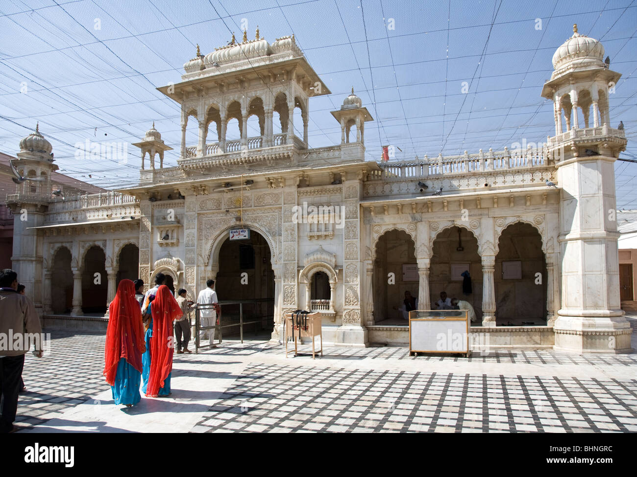 Pilgrims visiting Karni Mata Temple (Rats Temple). Deshnok (near Bikaner). Rajasthan. India ...