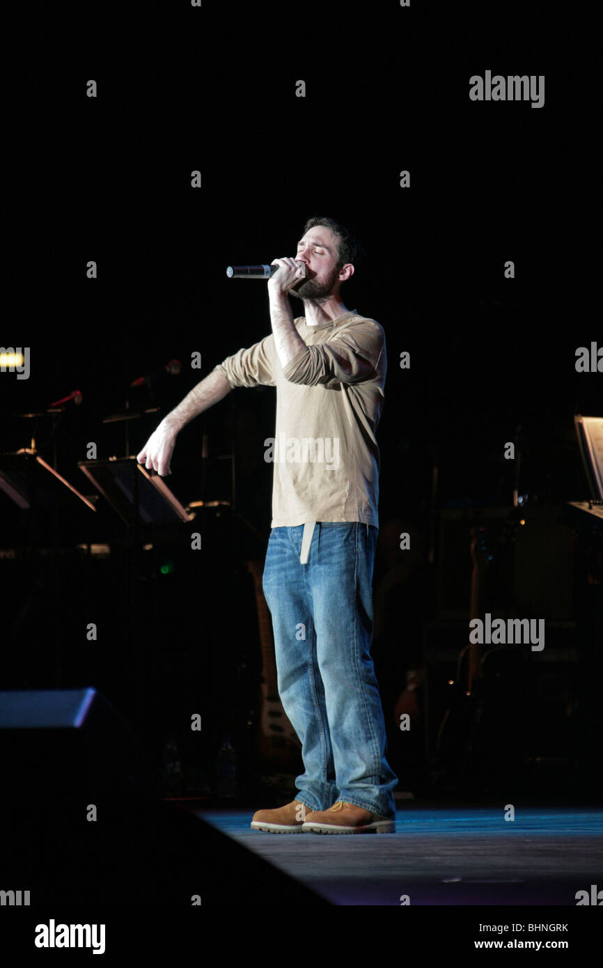 Darren Foreman (Beardyman) performing beatboxing on stage, NIA arena ...