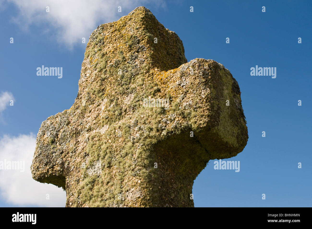 Close up of granite cross near Cadover Bridge on Dartmoor, Devon UK ...