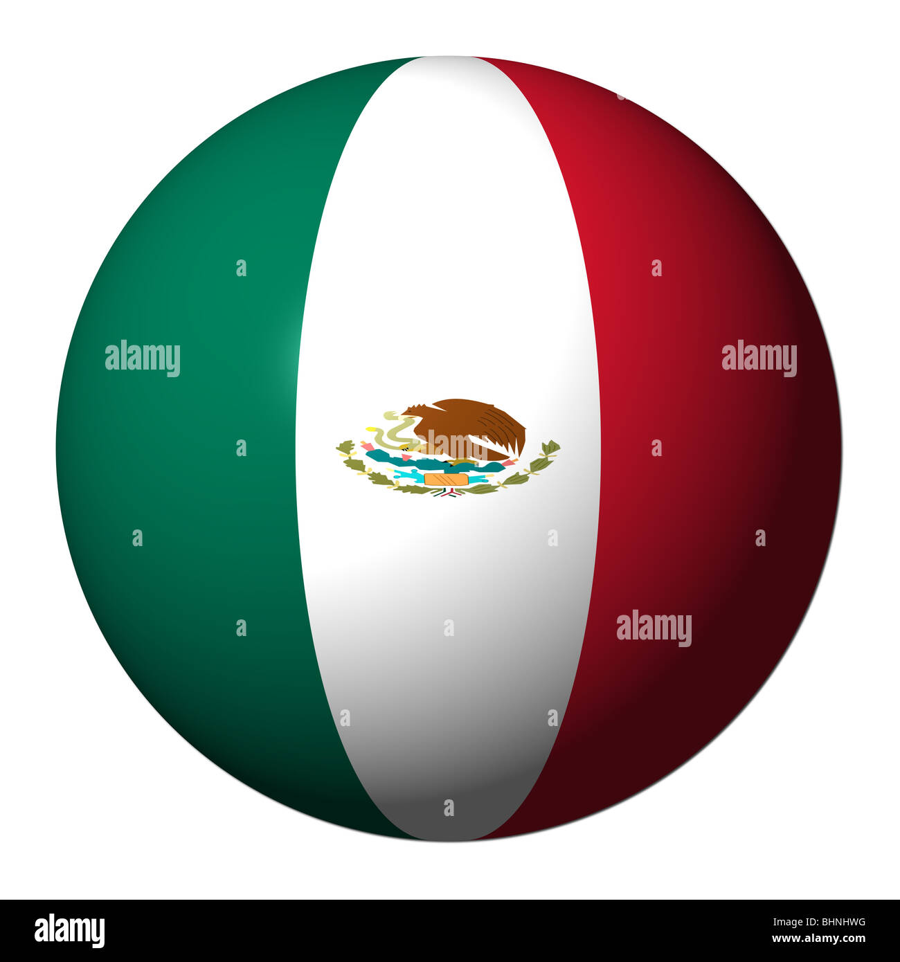 Mexican flag sphere isolated on white illustration Stock Photo - Alamy