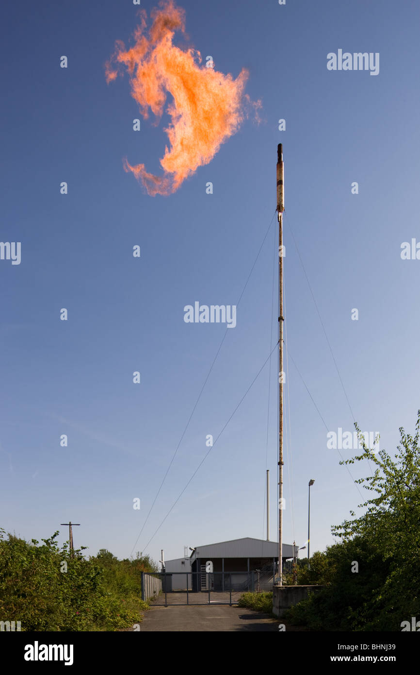 Gas flaring at a gas production site in Lower Saxony, Germany Stock ...