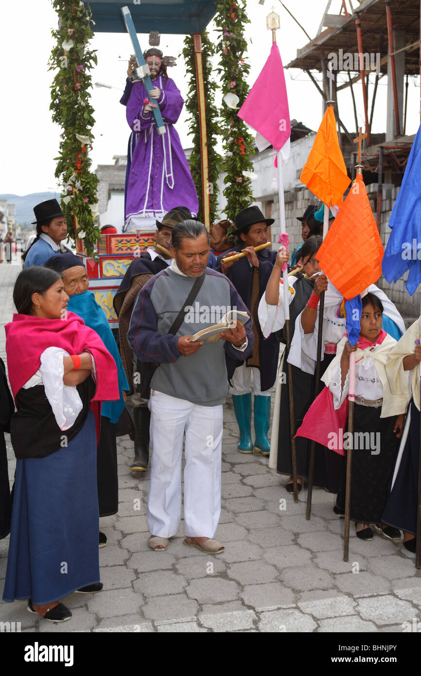 Indigenous prayer procession during Holy Week in Cotacachi, Ecuador ...