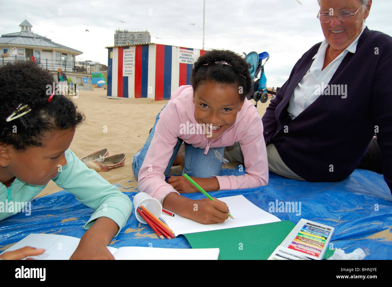Children Painting on the Beach at Margate Stock Photo - Alamy
