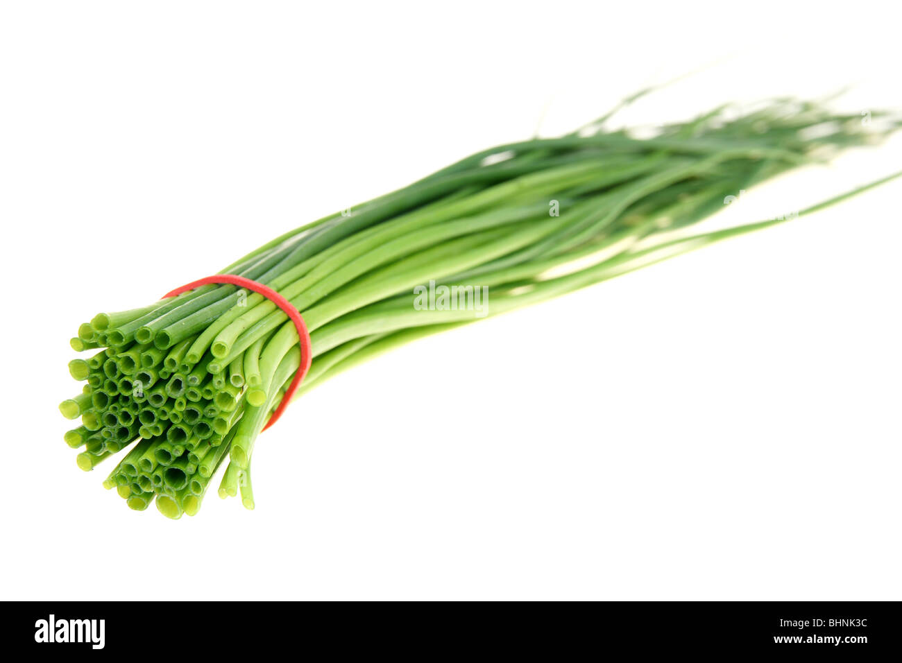 Fresh green chive isolated on white background Stock Photo - Alamy