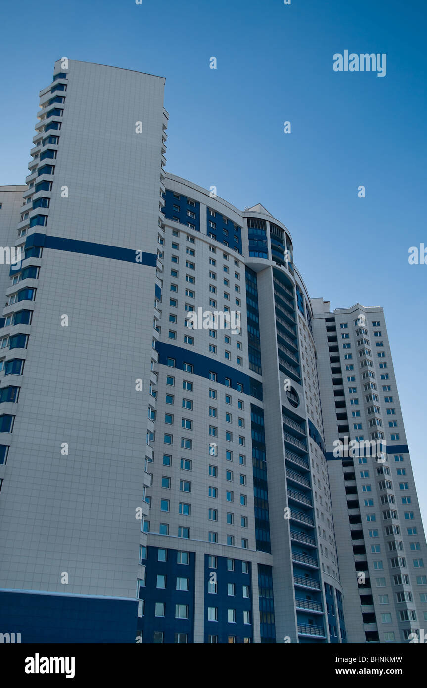 High-rise building on a blue sky background in Russia, St. Petersburg ...