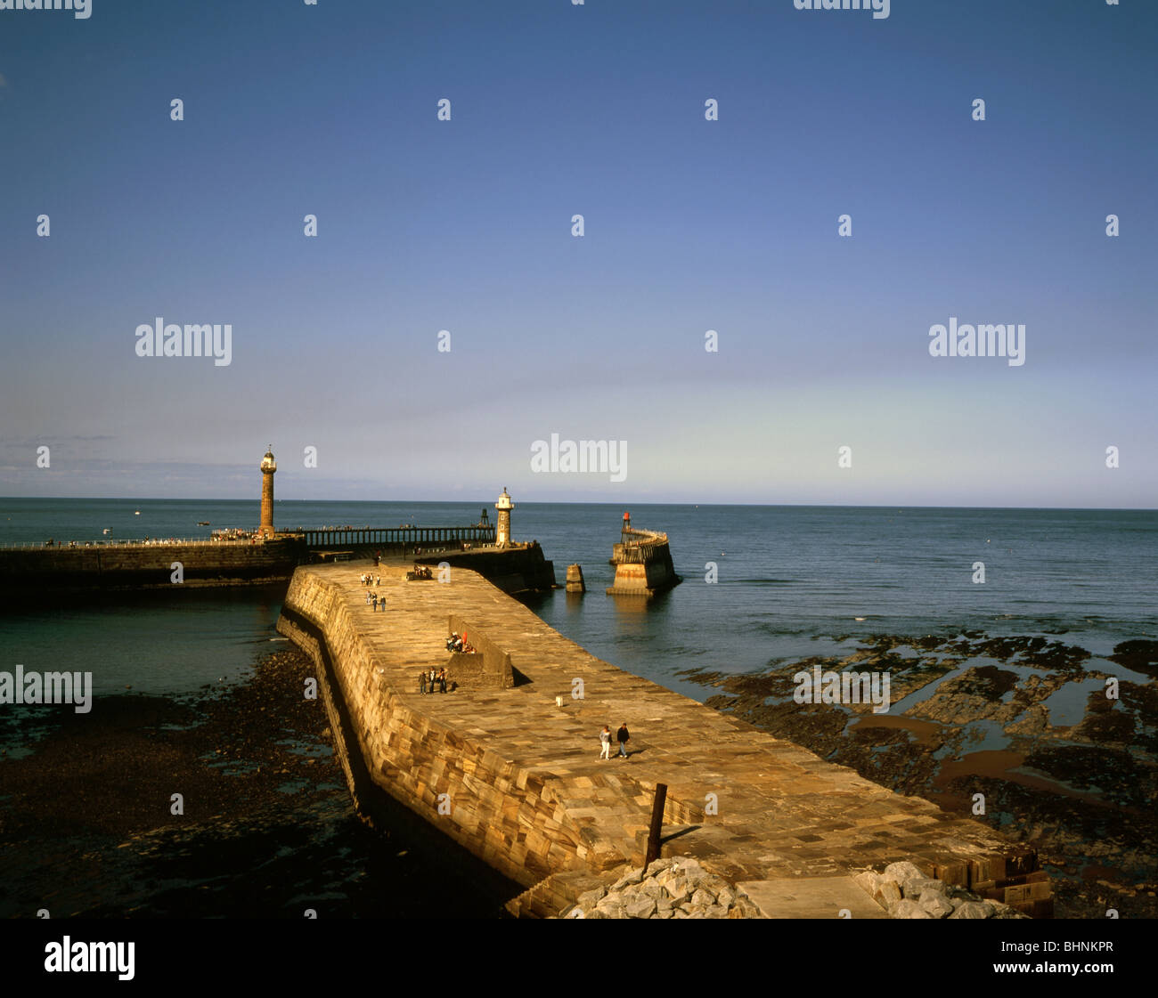 Whitby East and West Pier Lights or Breakwater Lights, harbour entrance ...