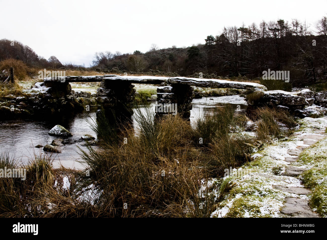 Clapper Bridge at Postbridges Stock Photo - Alamy