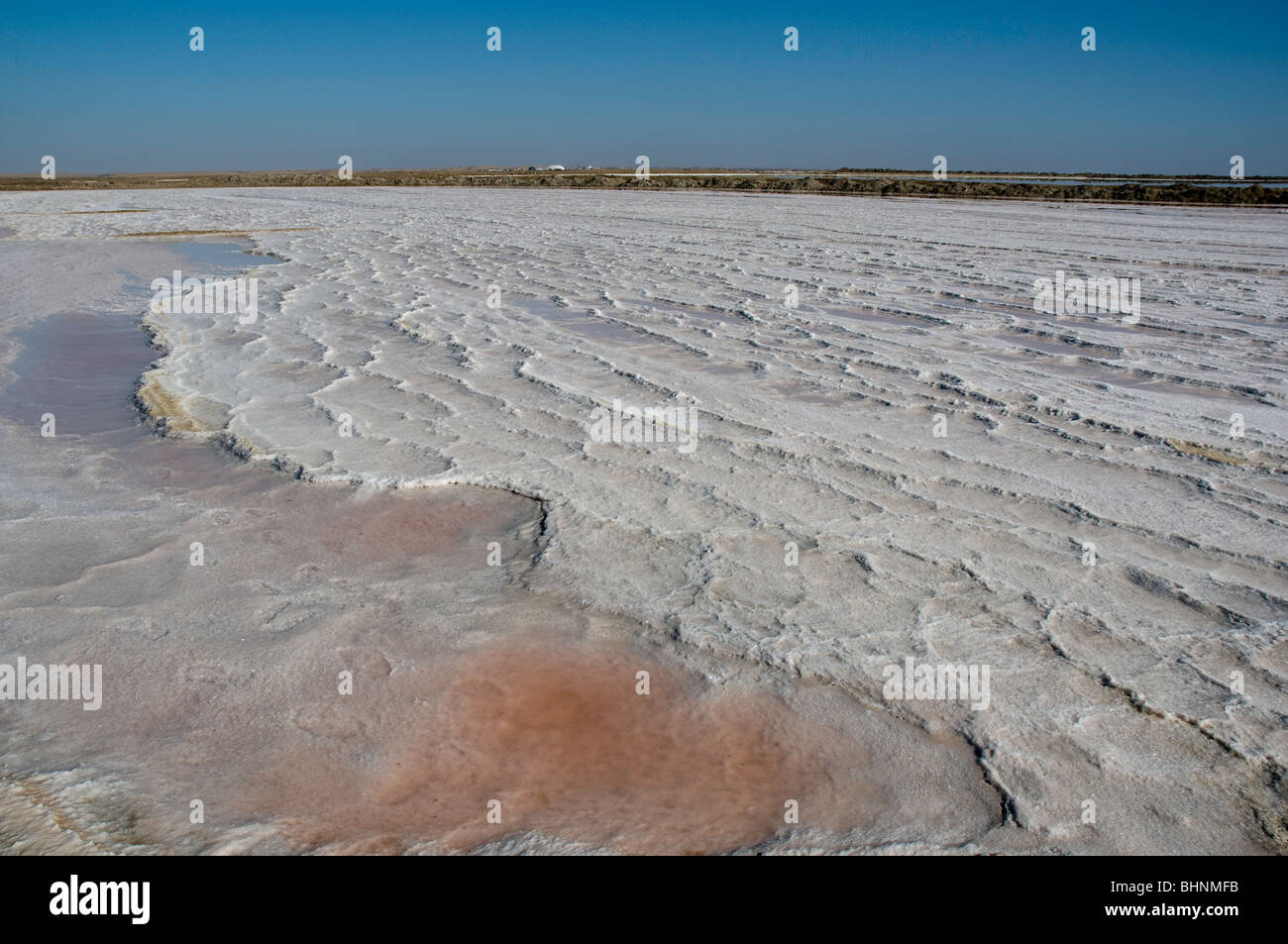 Pink brine in salt mine pond, Walvis Bay, Namibia Stock Photo - Alamy