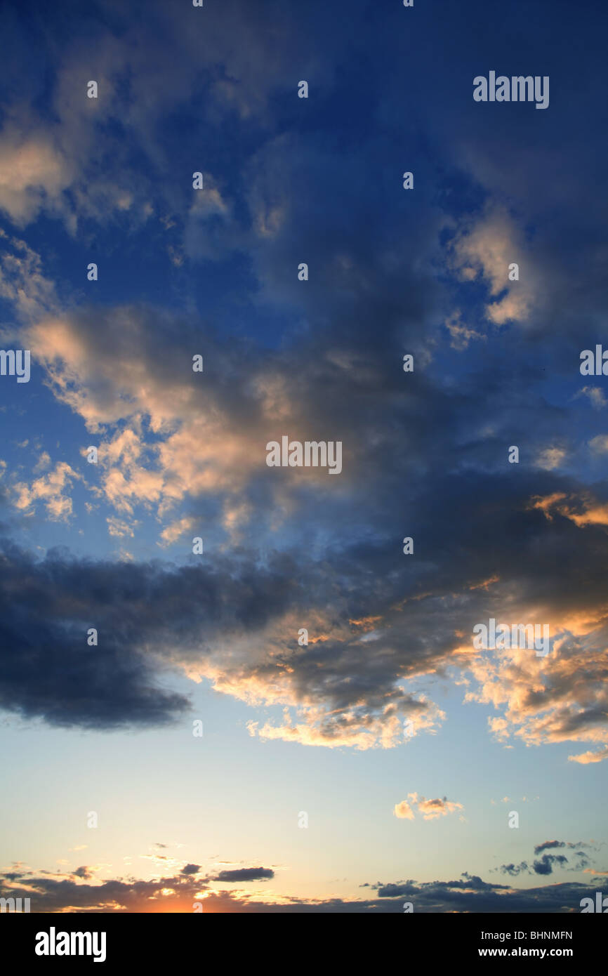 Dramatic red blue sky on sunset evening vibrant colors Stock Photo - Alamy