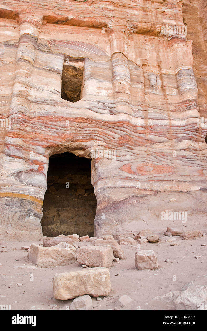 One of the many buildings carved on the rock in Petra, Jordan, Asia ...