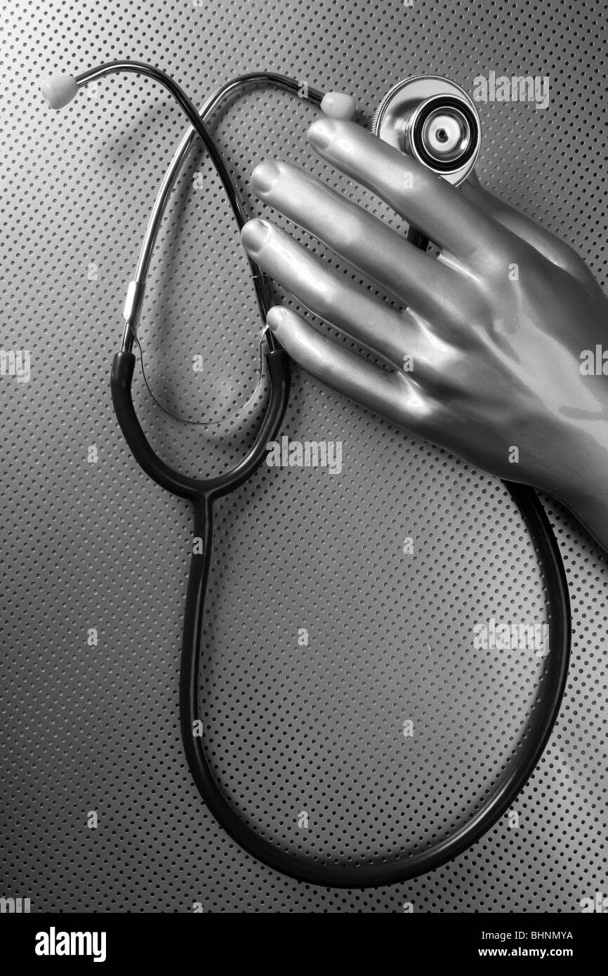 Health stethoscope futuristic silver gray hand concept metaphor Stock ...
