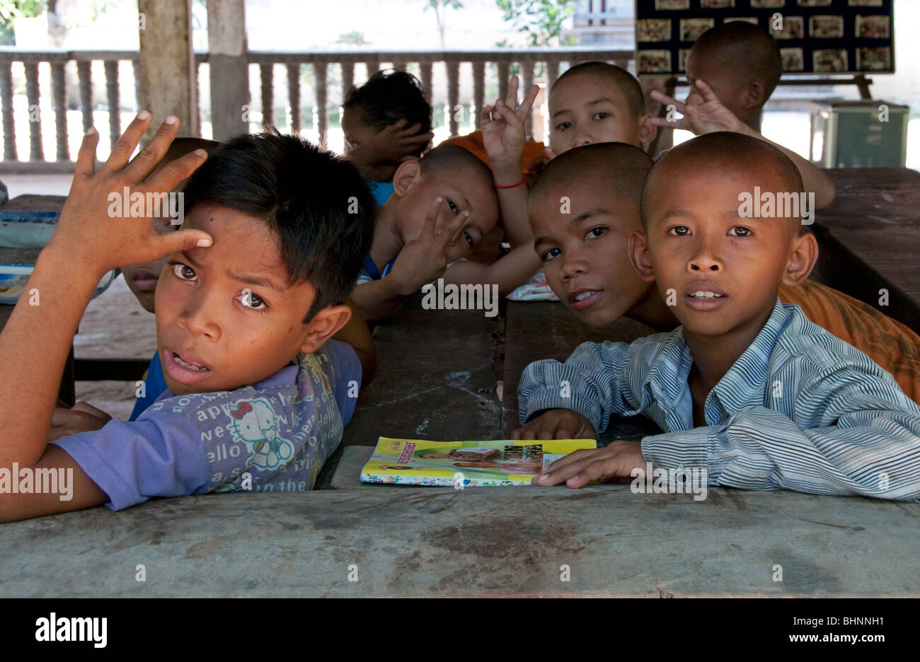 School children in a classroom at an orphanage near Siem Reap, Cambodia ...