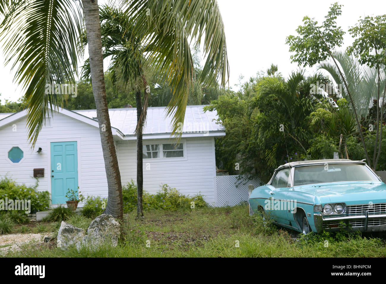 Key West vintage parked car in South Florida Keys Stock Photo - Alamy
