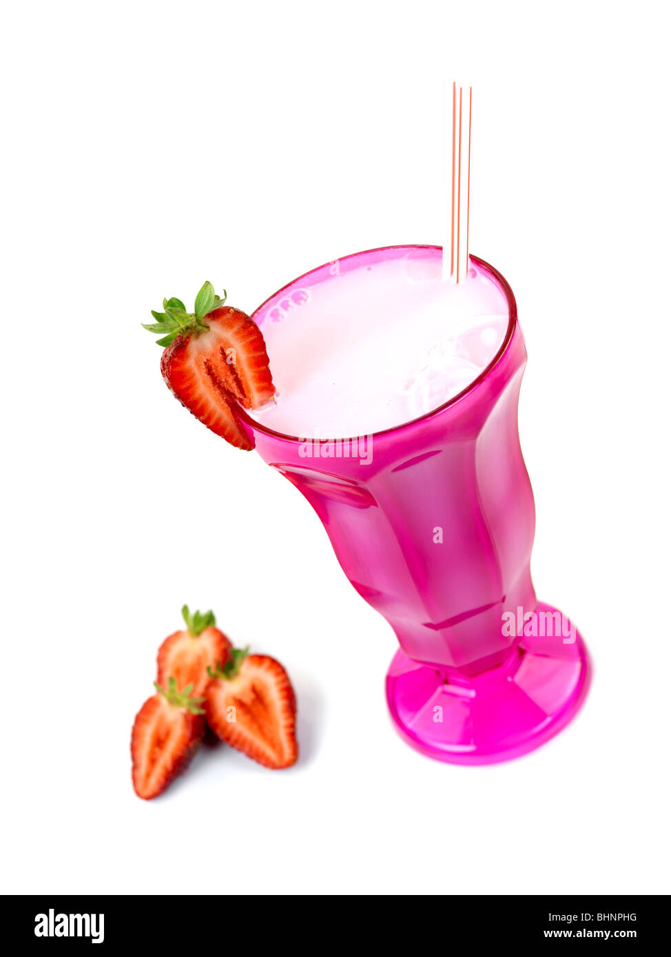 A strawberry milkshake isolated against a white background Stock Photo ...