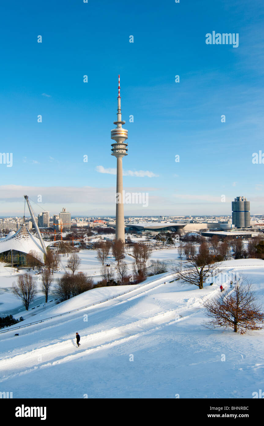 Olympic park in Munich seen in winter snow. Germany Stock Photo - Alamy