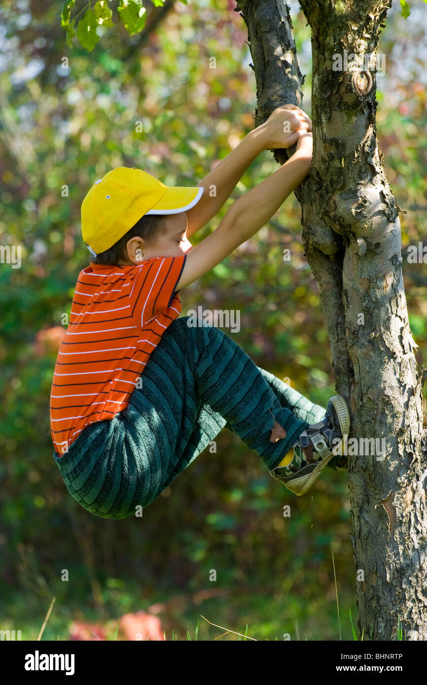 Child climbing up tree hi-res stock photography and images - Alamy