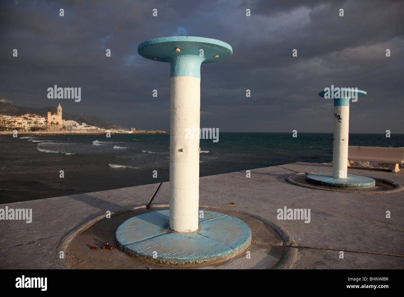 Public showers at the Sitges seafront Stock Photo - Alamy