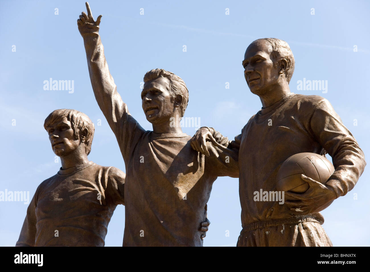 Statue of the Holy Trinity Bobby Charlton George Best and Dennis Law in ...