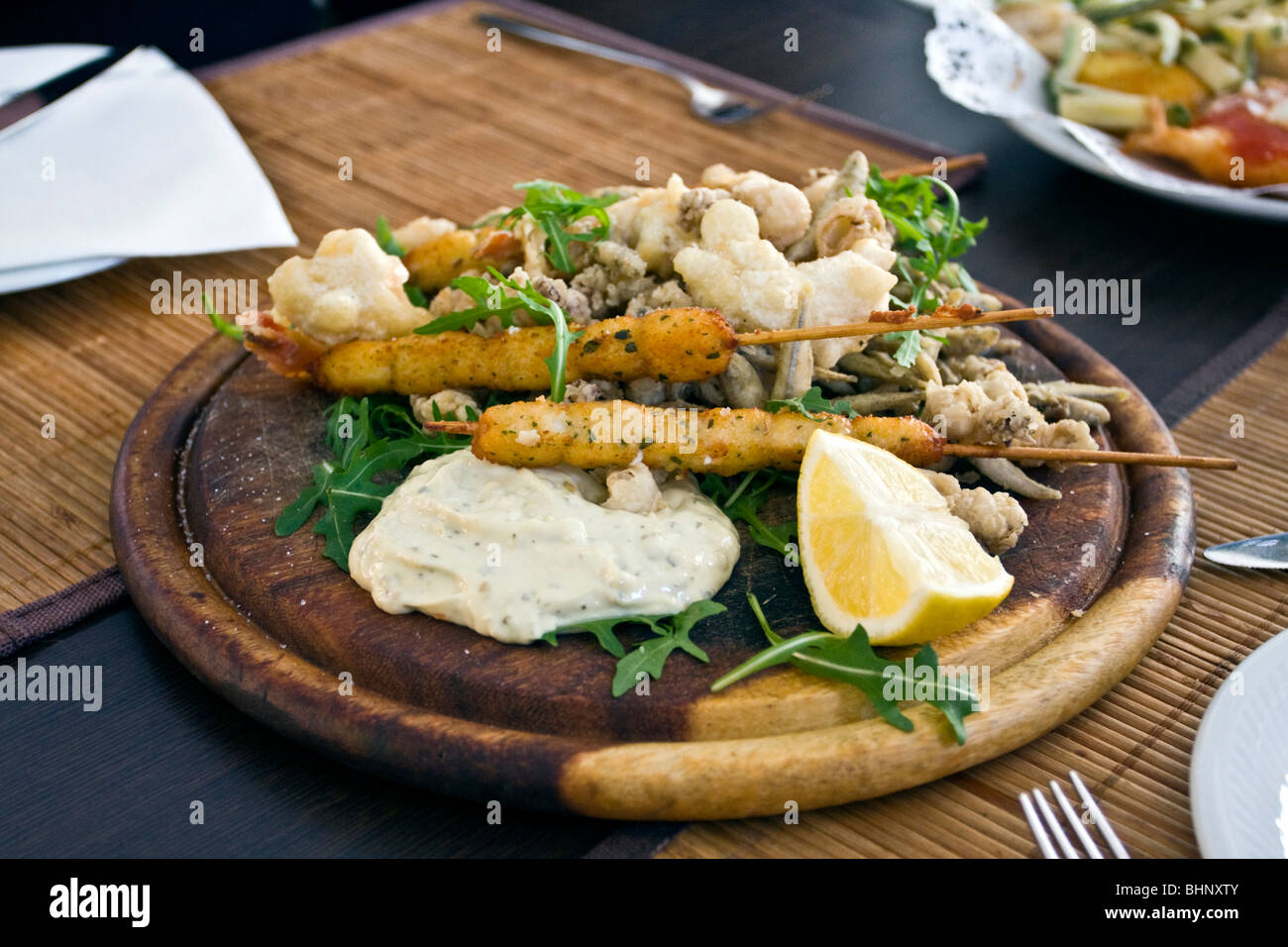 Seafood fried hot starter Stock Photo - Alamy