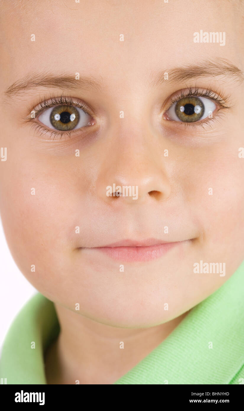 Close-up portrait of a happy child isolated on white background Stock ...