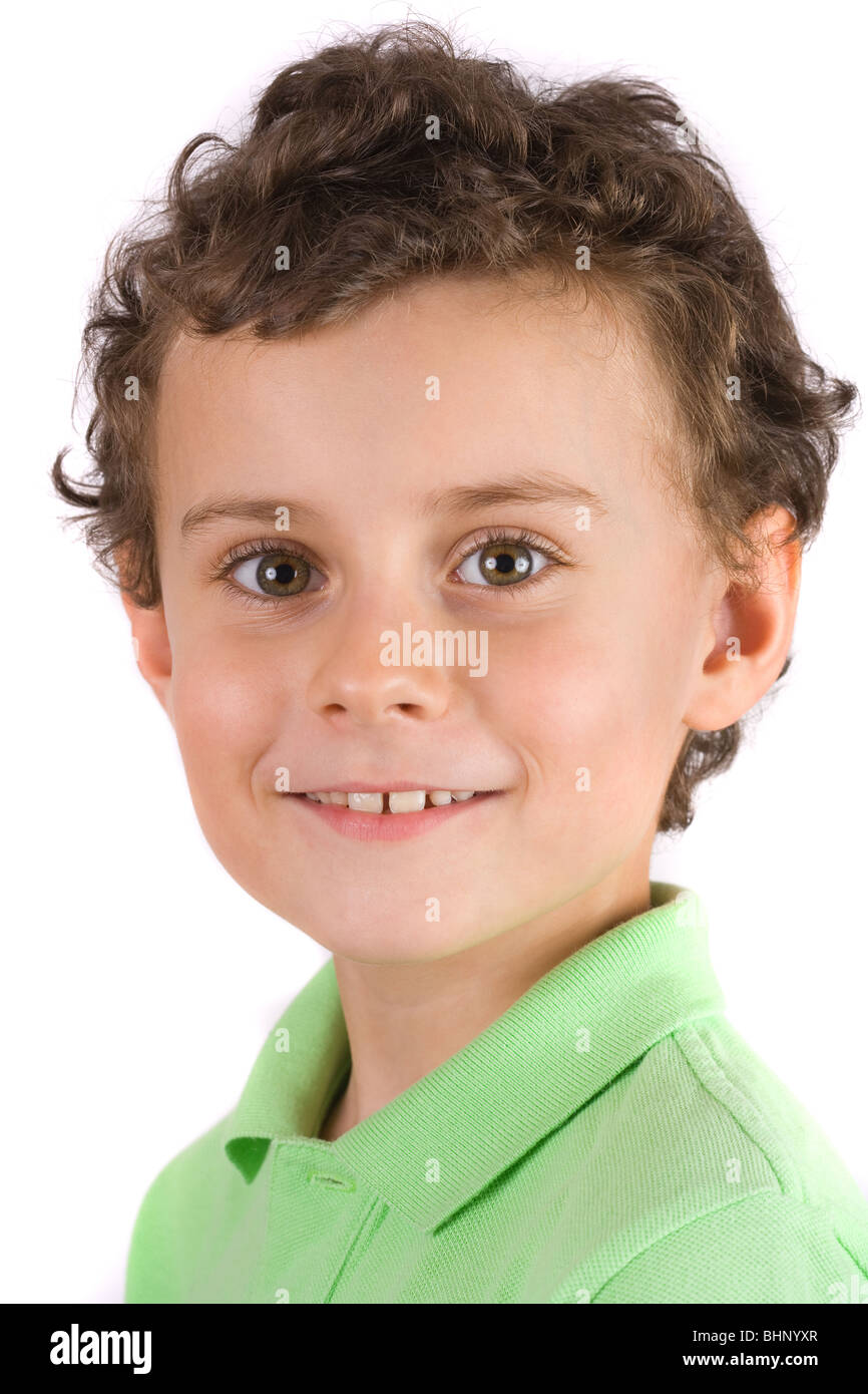 Close-up portrait of a happy child isolated on white background Stock ...