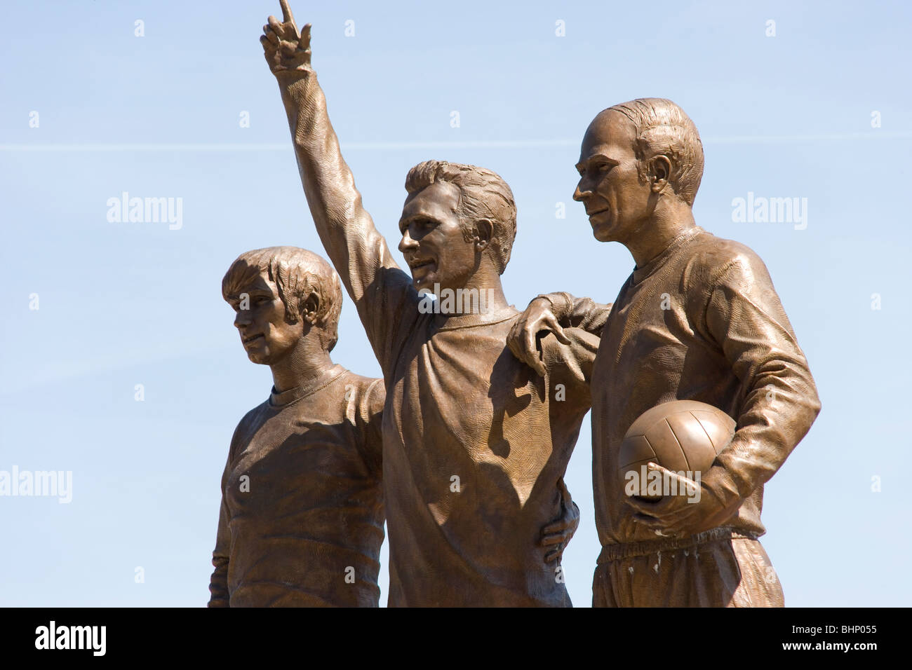 Statue of the Holy Trinity Bobby Charlton George Best and Dennis Law in ...