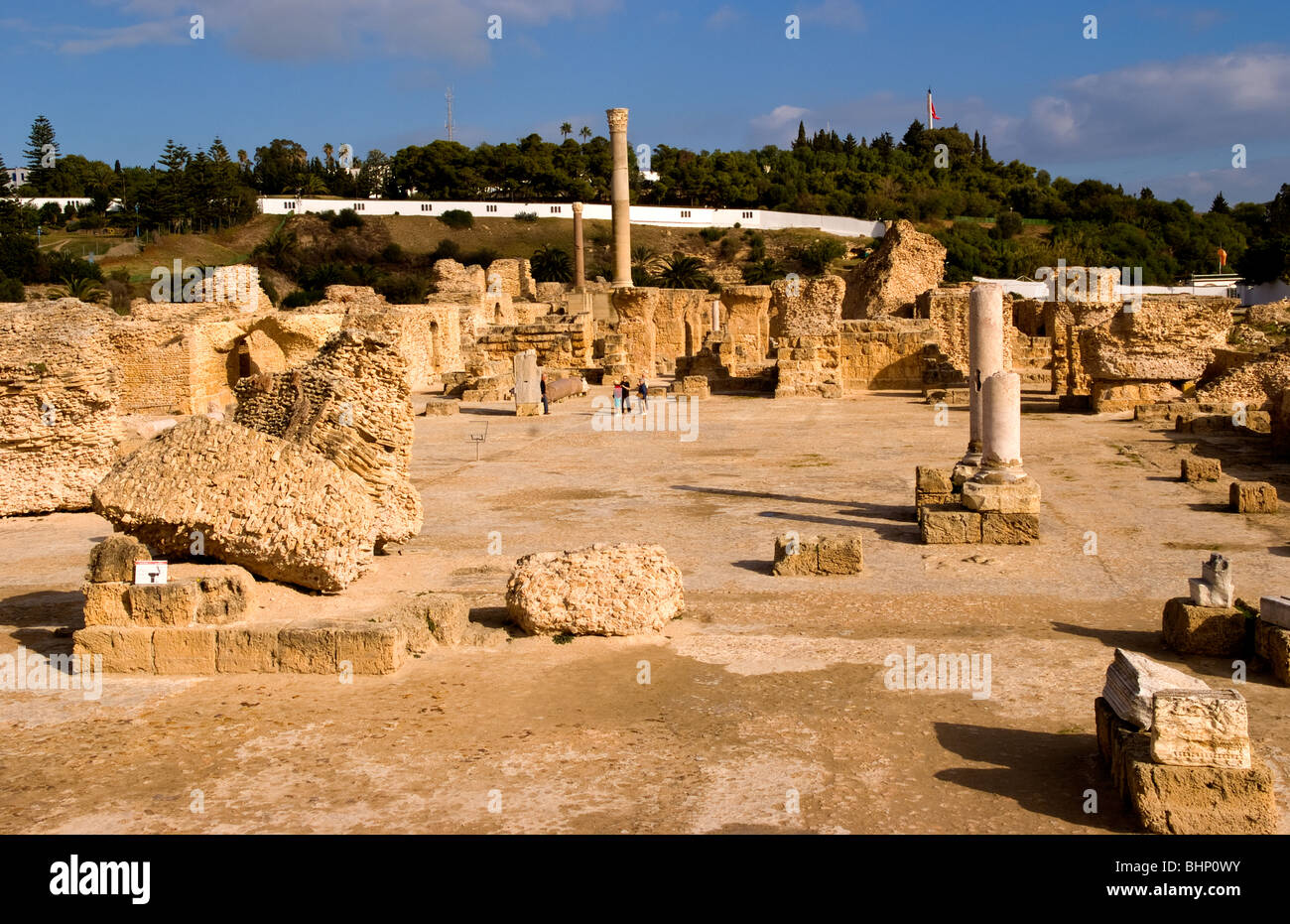 Carthage Tunisia old city with Roman baths of Antoninus Pius in 138 AC ...