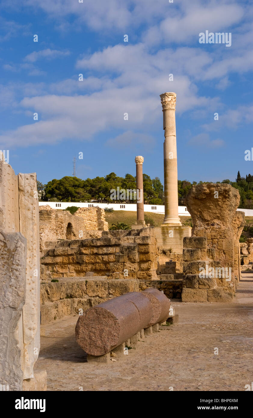 Carthage Tunisia old city with Roman baths of Antoninus Pius in 138 AC ...