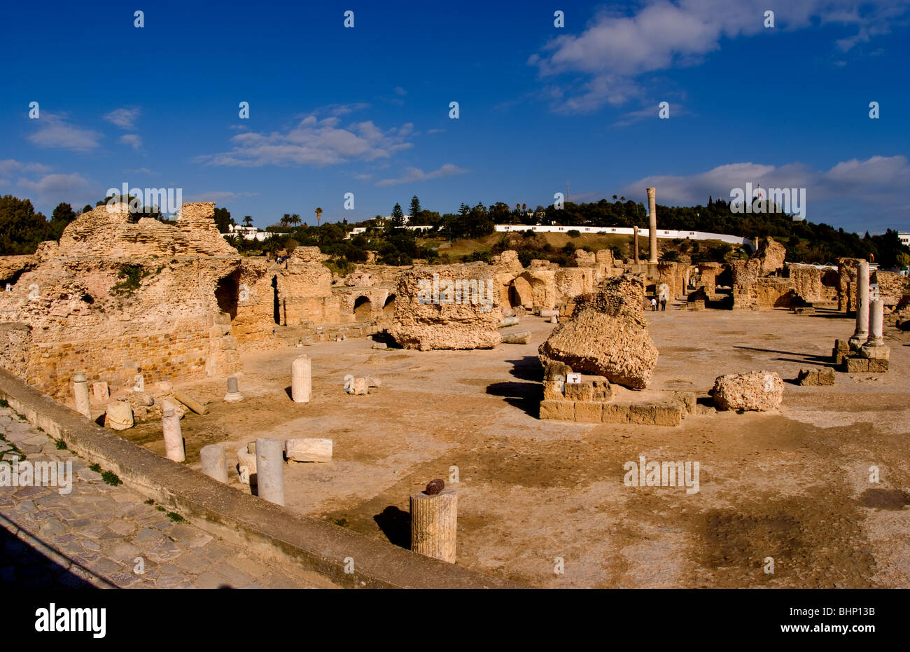 Carthage Tunisia old city with Roman baths of Antoninus Pius in 138 AC ...