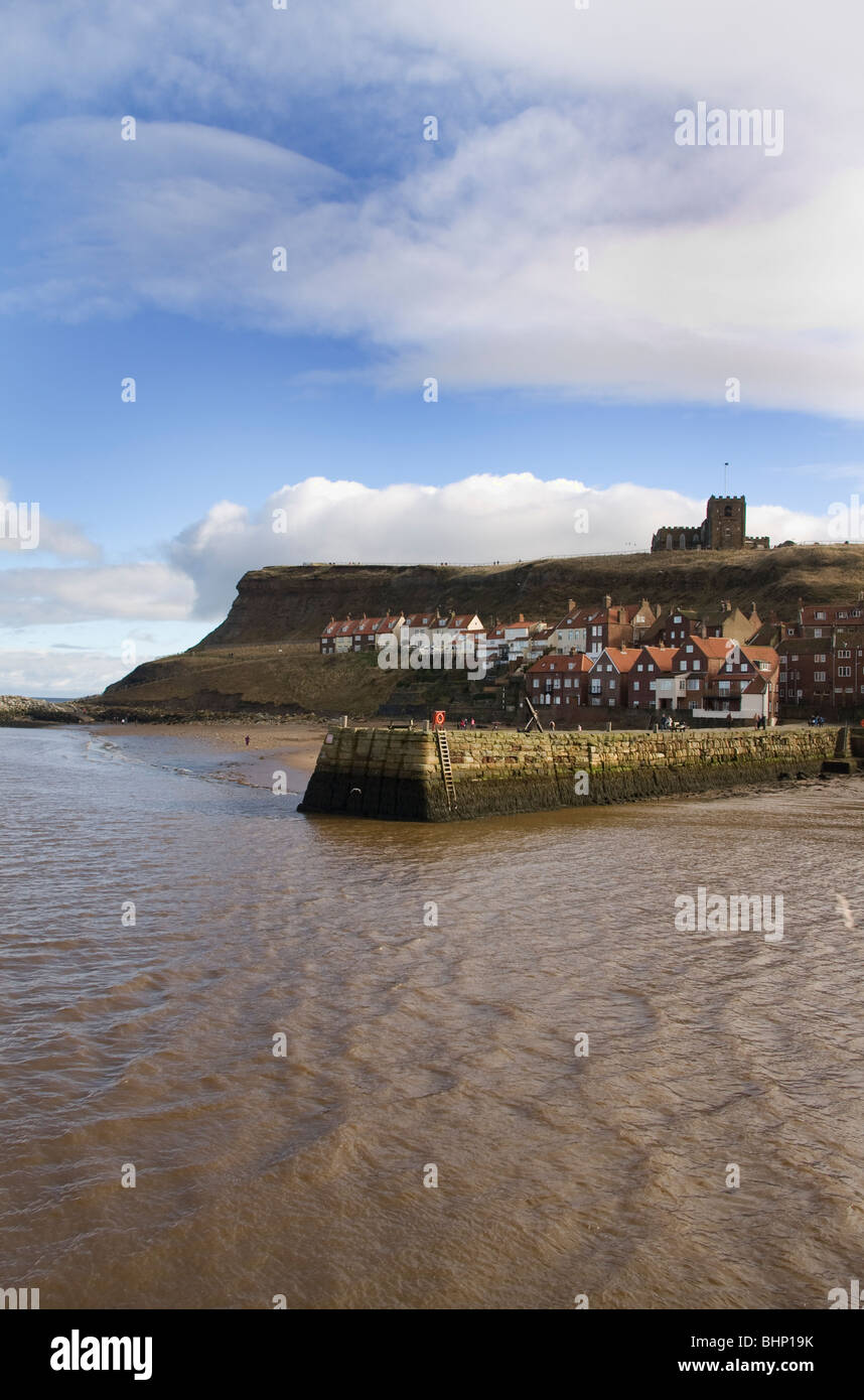 Church overlooking Whitby Harbour Stock Photo - Alamy