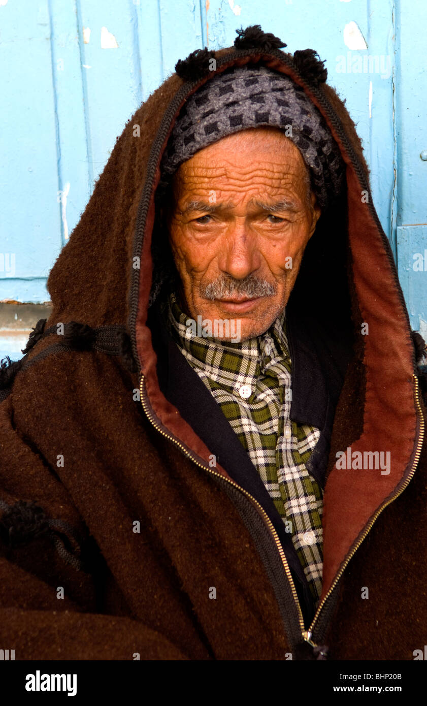 Testour in Tunisia Africa portrait of old Muslim man in native dress ...