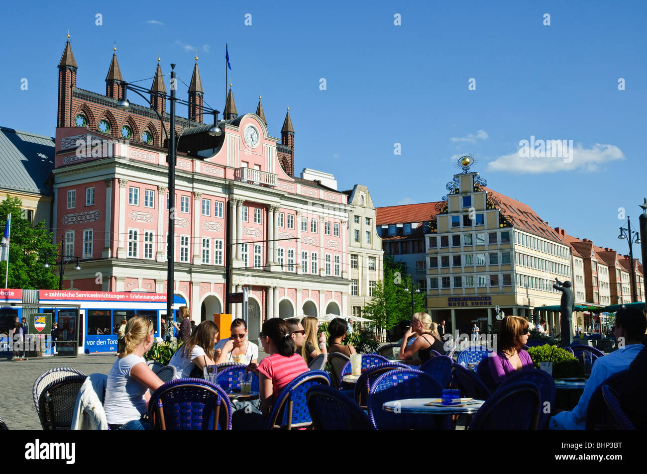 Neuer Markt (New Market) and guild hall, old town, Rostock, Mecklenburg ...