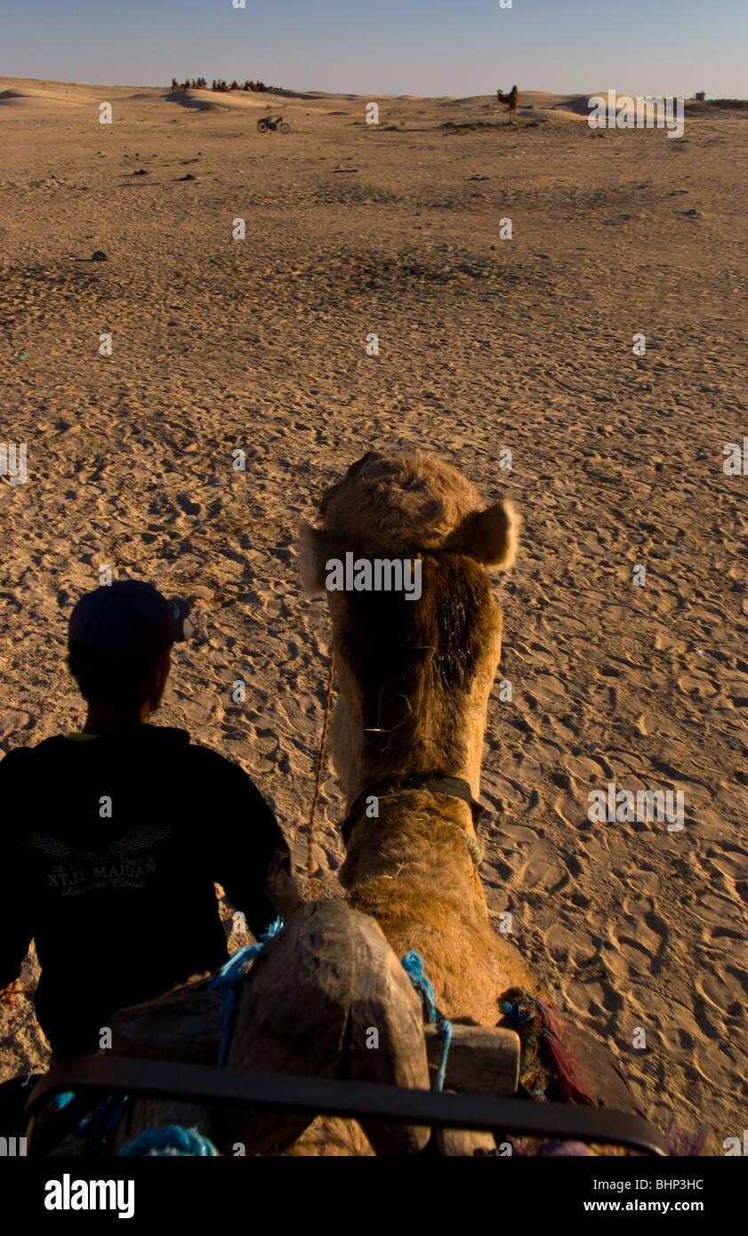 Tourists on camel ride in Douz in Sahara Desert in Tunisia Africa Stock ...
