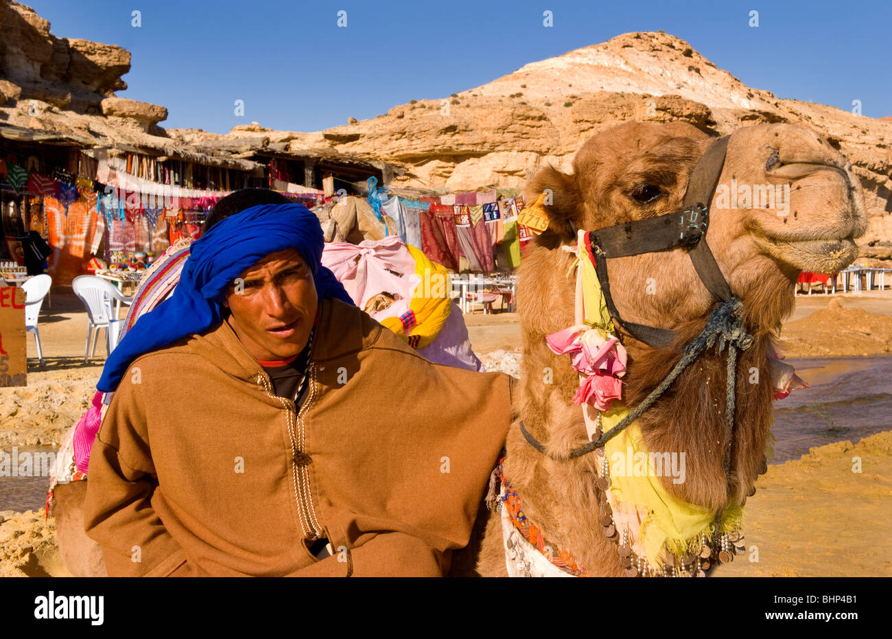 Camel and bedouin rider sahara desert douz tunisia hi-res stock ...