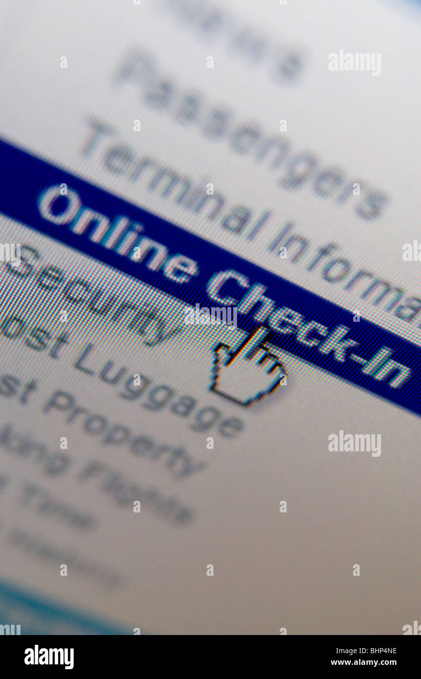 online airline check in computer screen Stock Photo - Alamy