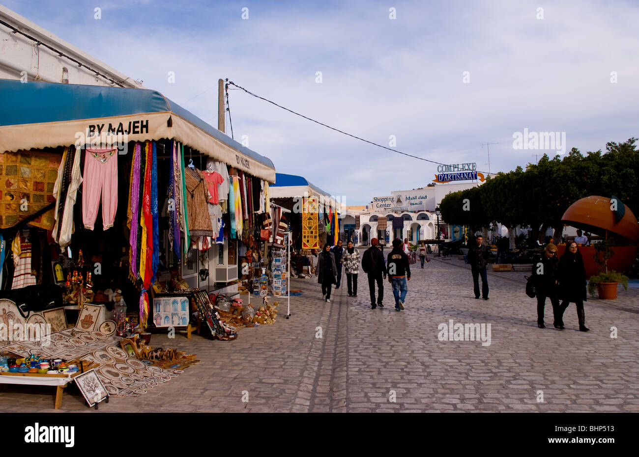 Souvenirs for sale at store in city scene in Djerba Tunisia Africa ...