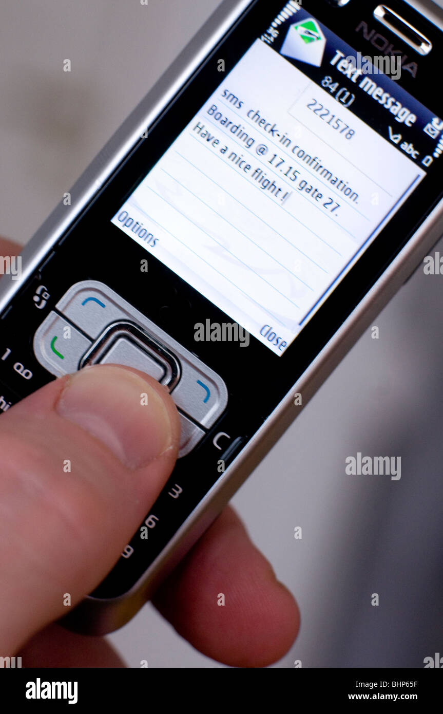 sms checkin confirmation text message Stock Photo - Alamy