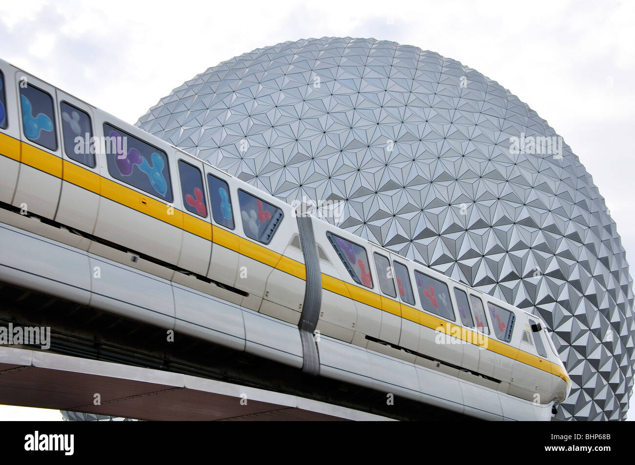 Spaceship Earth and Monorail Train, Epcot, Disneyworld, Orlando ...