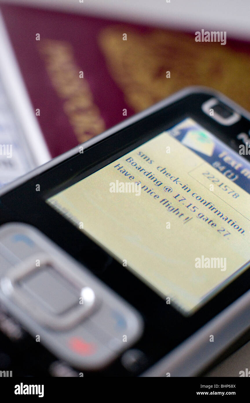 sms checkin confirmation text message Stock Photo - Alamy