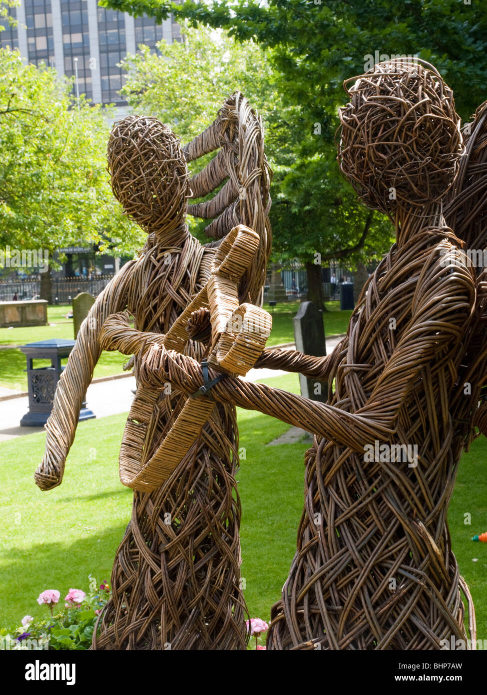 Two angels in the grounds of St Philip's Cathedral in Birmingham City ...