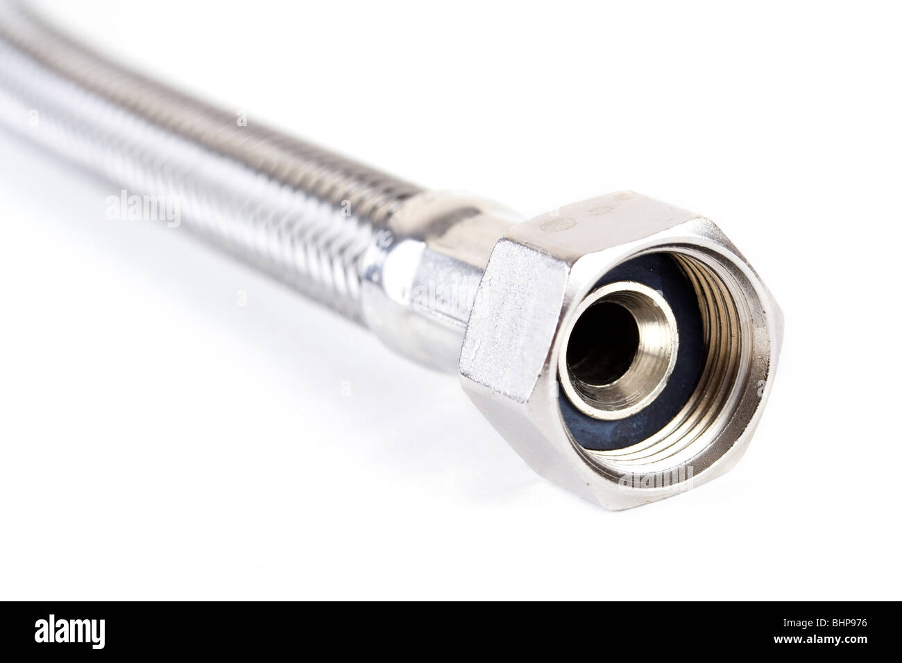Metallic hose isolated on white background Stock Photo - Alamy