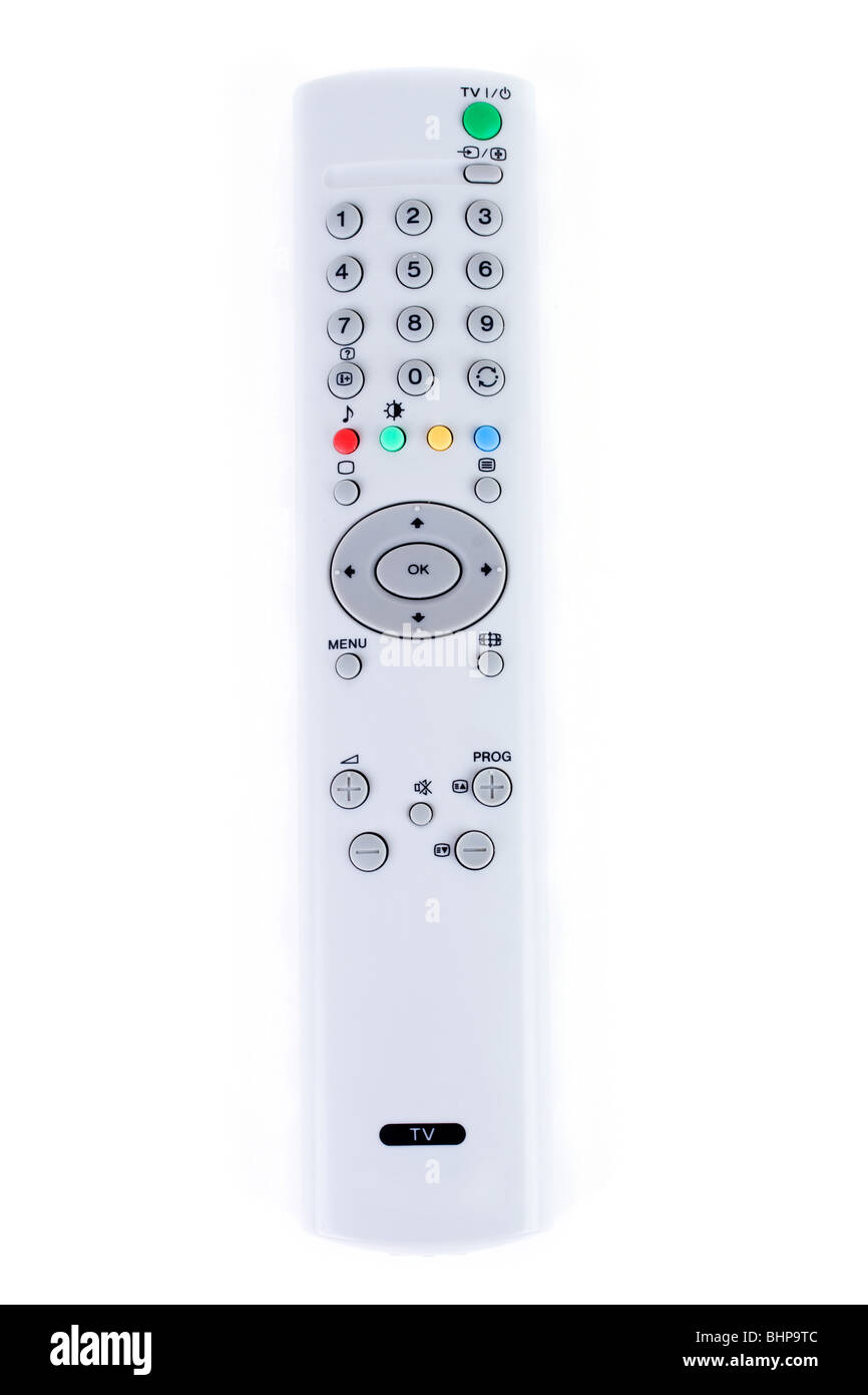 TV remote control isolated on white background Stock Photo - Alamy