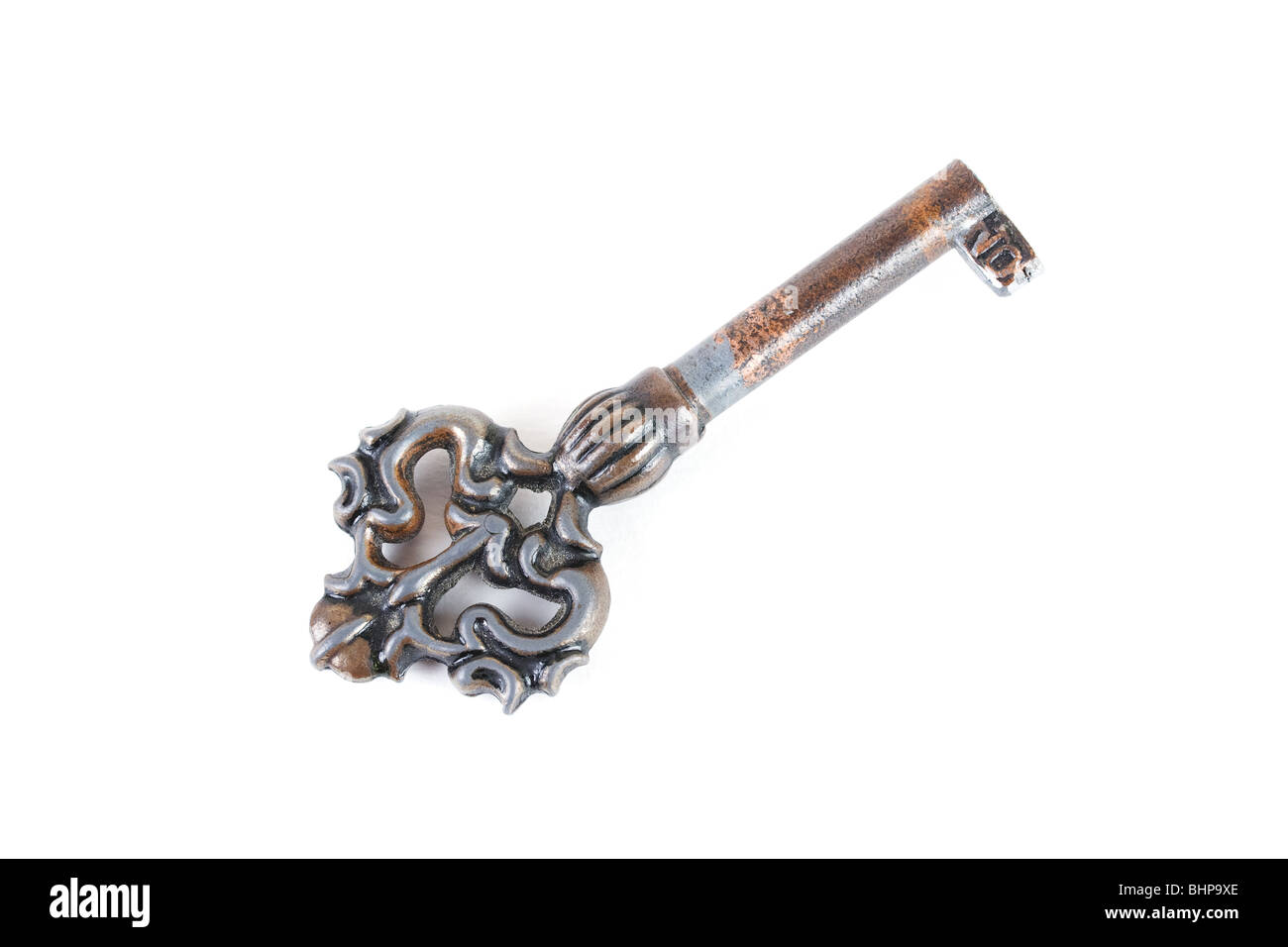 Close up of an old rusty key isolated on white background Stock Photo ...