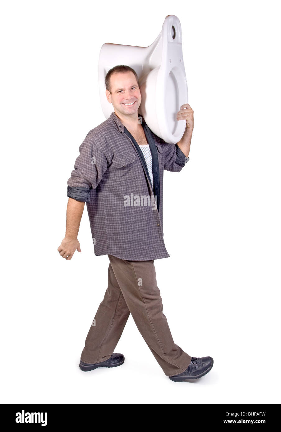 man wearing a toilet Stock Photo - Alamy